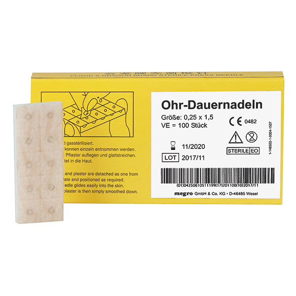 Ohr Dauernadeln 0,22 x 1,5 mm, 100 Stück