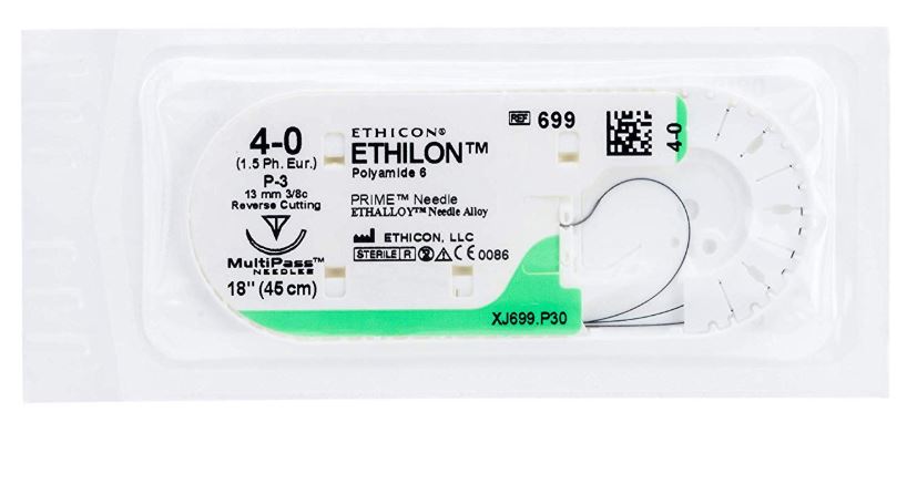 Nahtmaterial Ethicon Ethilon FS2, schwarz monofil, verschiedene Größen, 0,45 m , 36 Stück