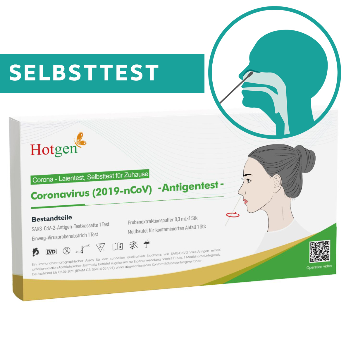 SELBSTTEST Hotgen SARS-CoV-2 Nasal Antigen Test, 1 Stück zur Eigenanwendung