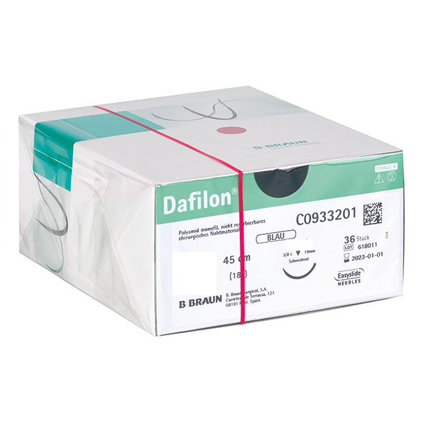 Nahtmaterial Dafilon blau monofil, DS, verschiedene USP und metric, 0 ...