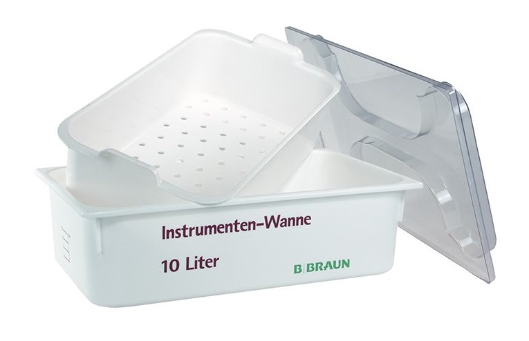 B.Braun Instrumentenwanne, 10 Liter, mit Siebeinsatz und Deckel