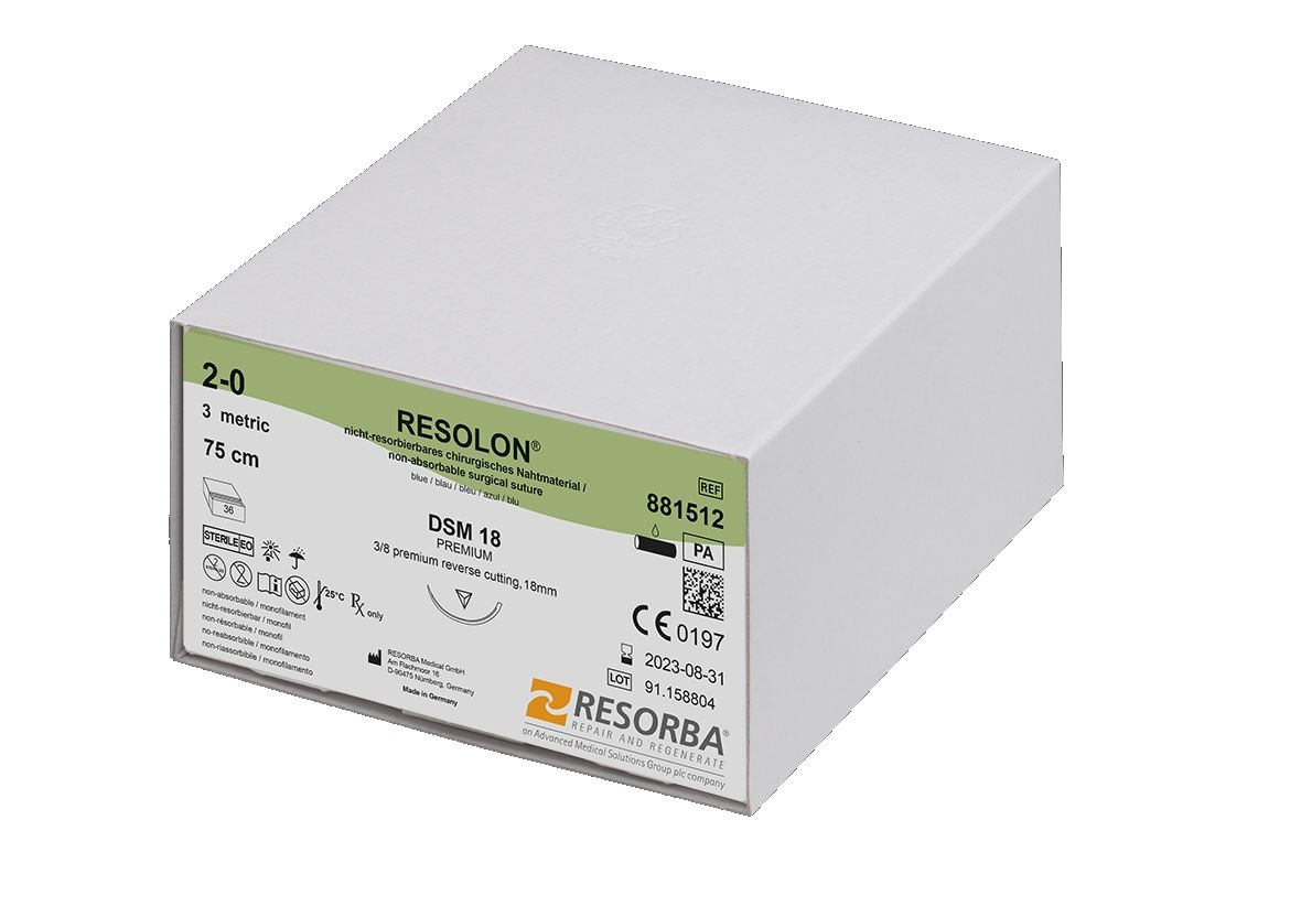Nahtmaterial Resolon blau monofil, verschiedene Größen, 0,45 m , 36 Stück
