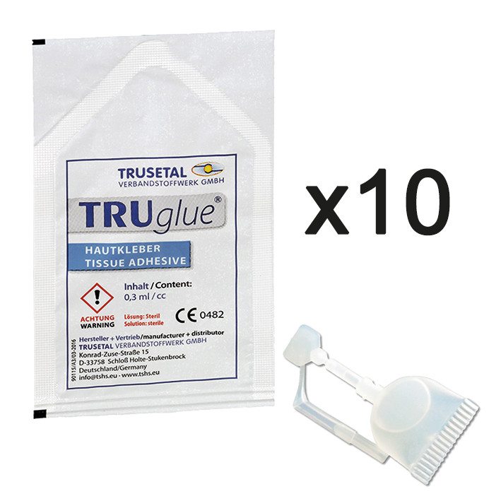 TRUGLUE Einmal-Haut- und Wundkleber, Single Dosen 0,3 ml, 10 Dosetten